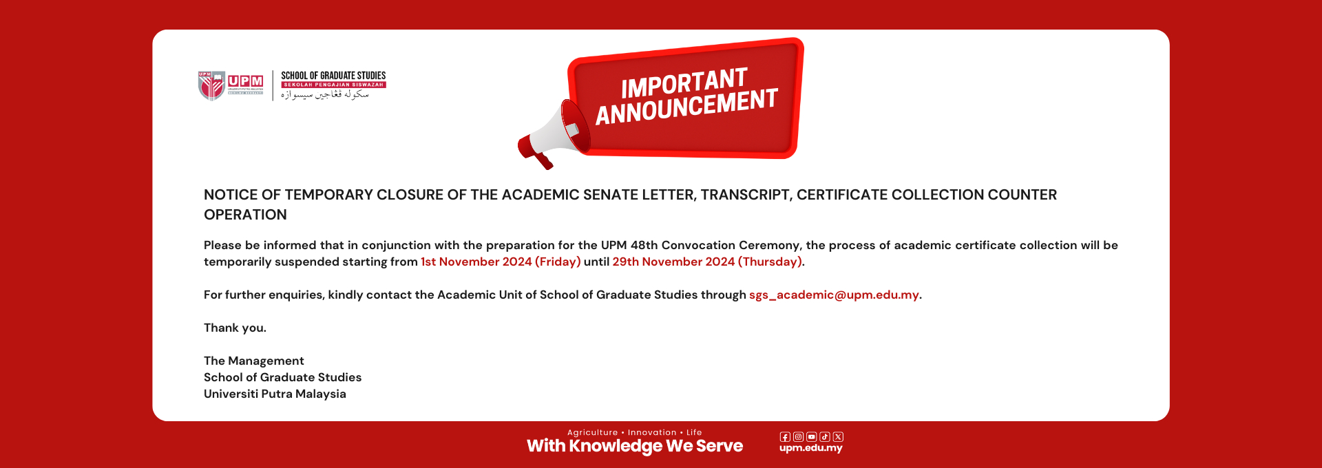 2024 TEMPORARY CLOSING COUNTER (CONVO)